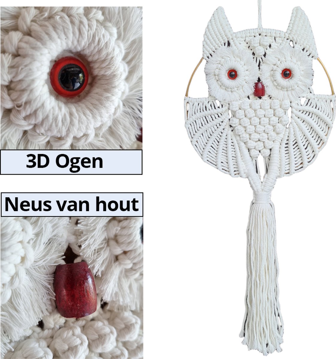 Macrame uil design wandkleed - woonkamer & muurhanger - muurtapijt ...