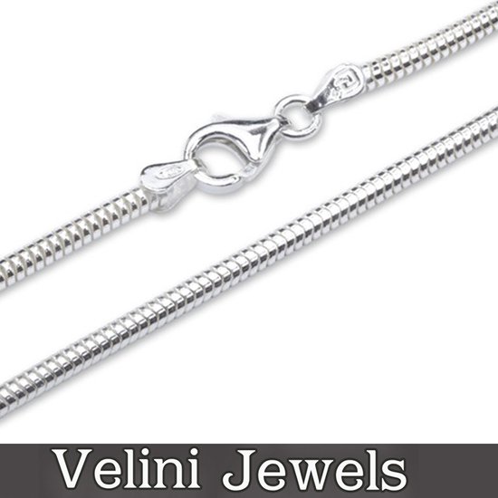 Velini jewels-2.4mm breed Slang halsketting-925 Zilver Ketting- 40 cm met Anker sluiting | bol.com
