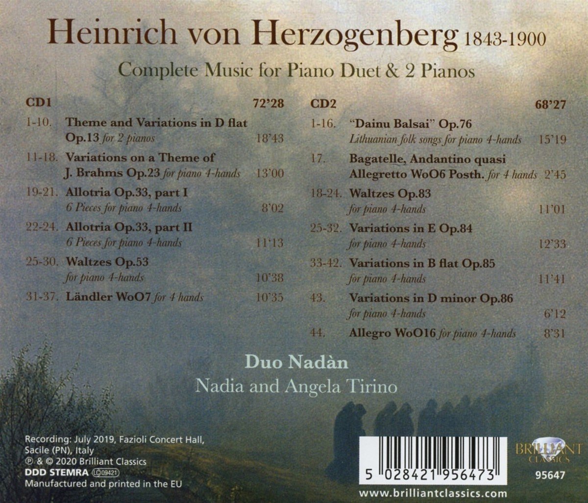 Piano Duo Nadan: Nadia And Angela Tirino - Von Herzogenberg: Complete ...
