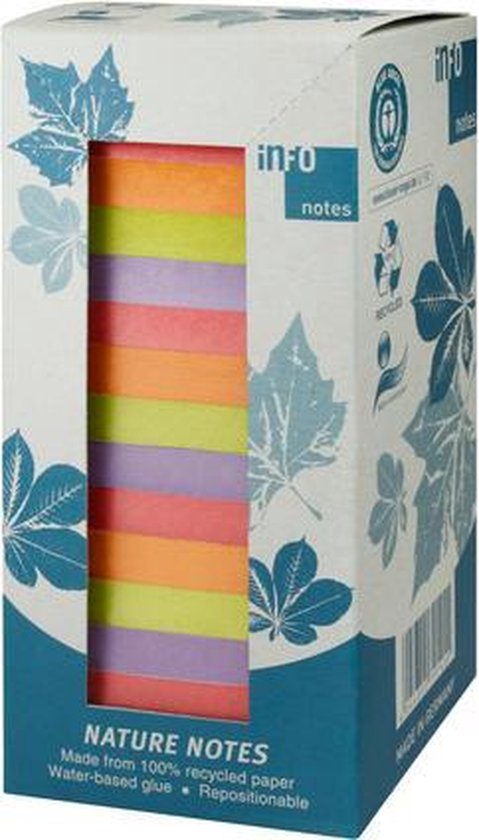 Info sticky notes - 16 x 100 vel - 75x75mm - roze, rood, oranje, groen ...