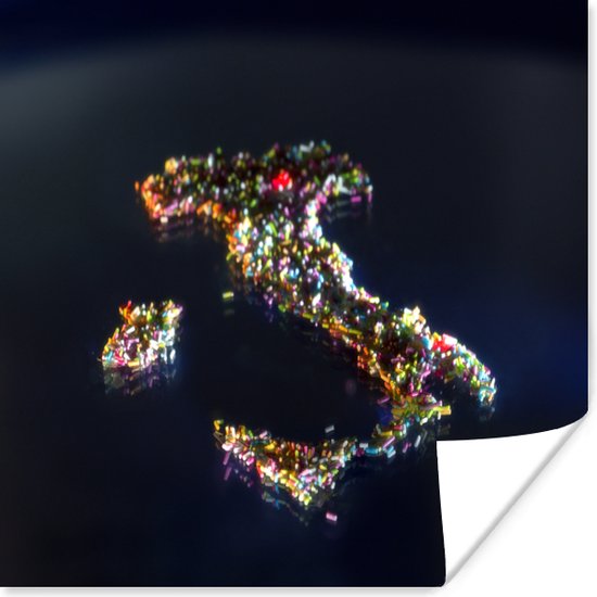 Poster Kaart van Italië met gekleurde hagelslag - 100x100 cm XXL | bol