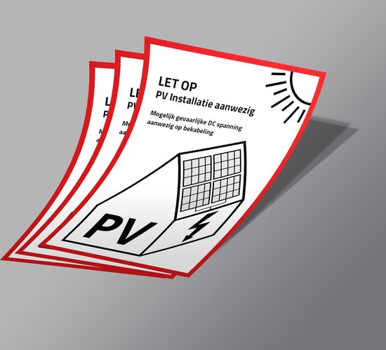 PV Sticker NEN1010 - LET OP: PV installatie aanwezig - 25 STUKS | bol