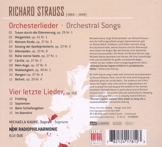 Michaela Kaune, NDR Radiophilharmonie, Eiji Oue - Strauss: Vier Letzte ...