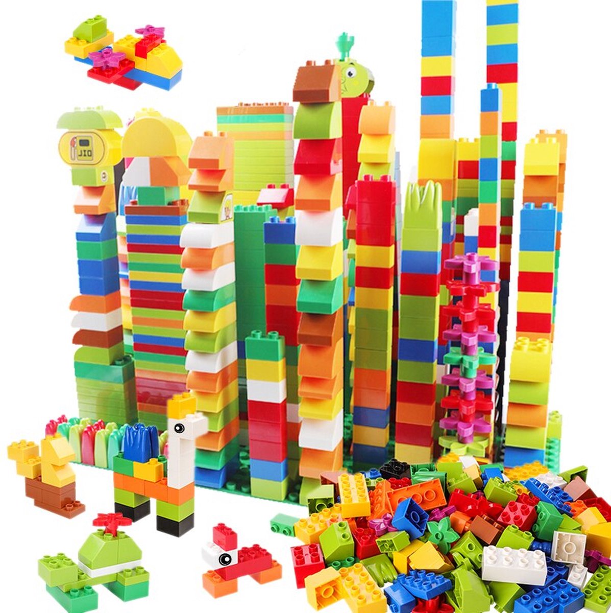 Kamyra® Kleurrijke Bouwstenen Blokken Set - 135 Bouwblokken - Grote ...