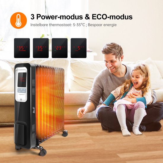 Aigostar Oil Monster 33JHH - Oliegevulde radiator - 2500 Watt - Timer | bol
