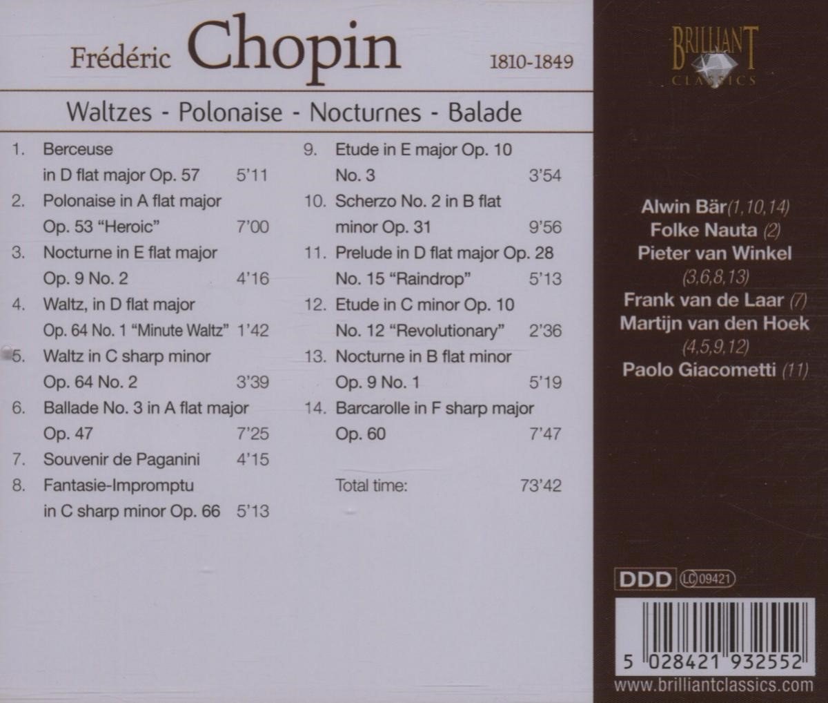 Alwin Bär, Folke Nauta, Peter Van Winkel, Frank Van Der Laar - Chopin ...