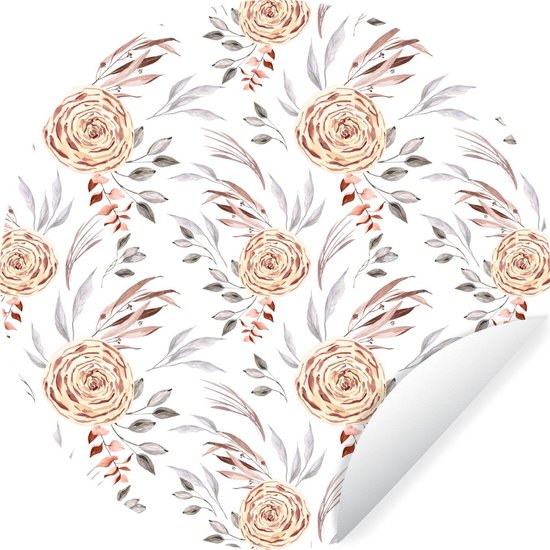 WallCircle - Muurstickers - Behangcirkel - Rozen - Goud - Bladeren - 80x80 cm -... | bol.com