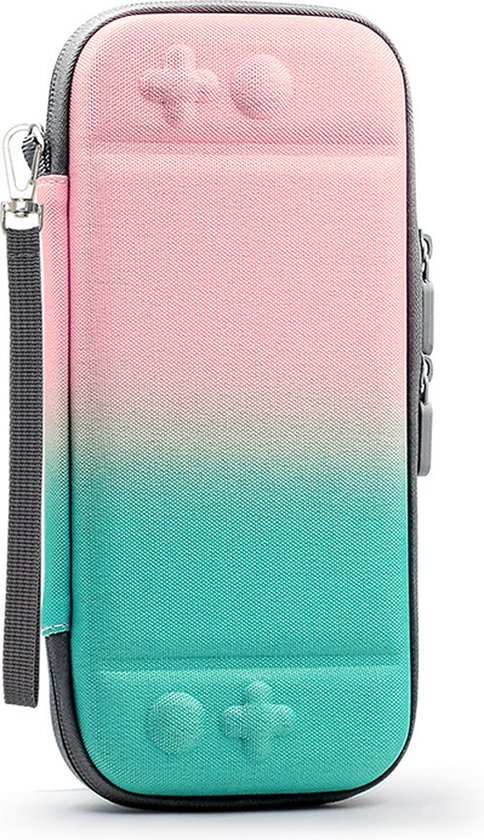Switch case - Travel case - Groen Roze - Nintendo Switch Accessoires ...