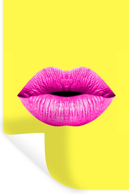Muurstickers - Sticker Folie - Lippen - Roze - Geel - 40x60 cm ...