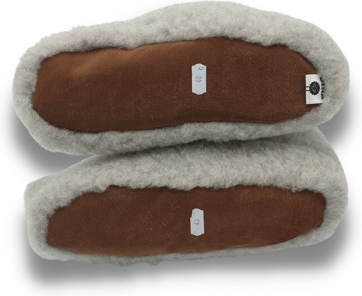 wollen sloffen 100% wol pantoffels -grijs hoog model- maat 42 | bol