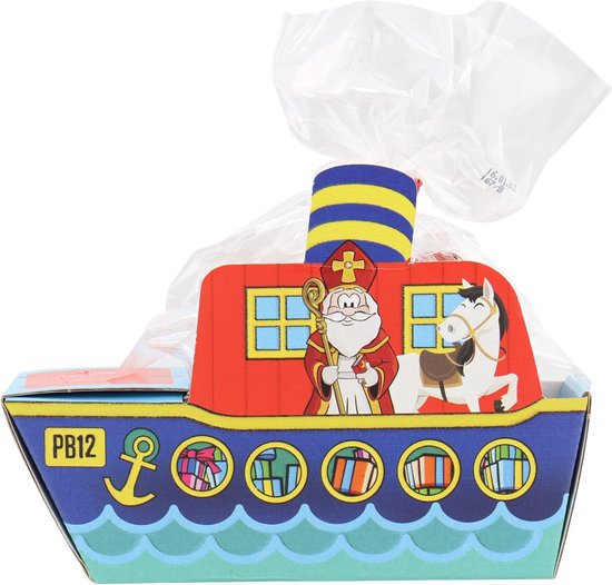 PB12 Stoomboot van Sinterklaas gevuld met chocolade Sintjes - 60g | bol.com