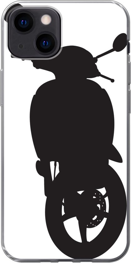 iPhone 13 hoesje - tekening van het silhouet van een scooter van de voorkant -... | bol.com
