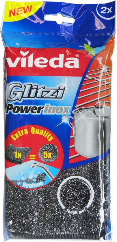 Vileda Glitzi Power Inox Schuurspons - 2 stuks - Roestvrijstaal ...