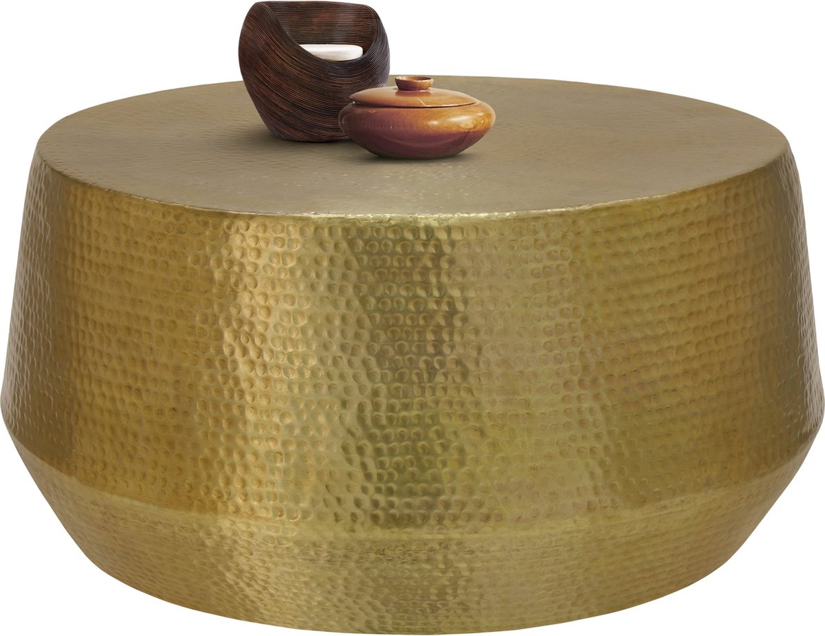 Table basse Ø 90x45 cm or aspect aluminium martelé WOMO- Design | bol.com