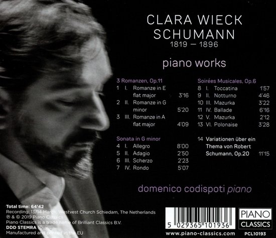 Domenico Codispoti - Clara Wieck Schumann: Piano Works (CD), Domenico ...