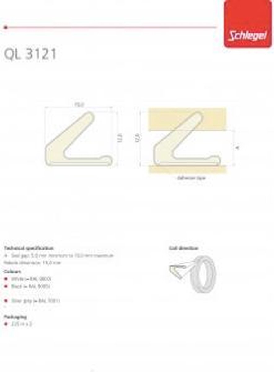 Q-lon 3121 tochtstrip zelfklevend V voor in de sponning 15mm doos 2 rol ...