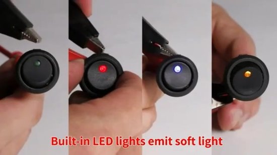 TLVX Sterke Schakelaar Rond Zwart met Rood lampje 1 stuks – LED ...