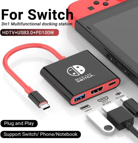 Docking Station, geschikt voor Nintendo Switch, TYPE-C Hub met HDMI en USB 3.0 Perfect... | bol