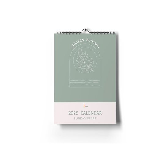 Kalender 2025 Zondagstart Modern Bohemen - 12 maanden hangende kalender ...
