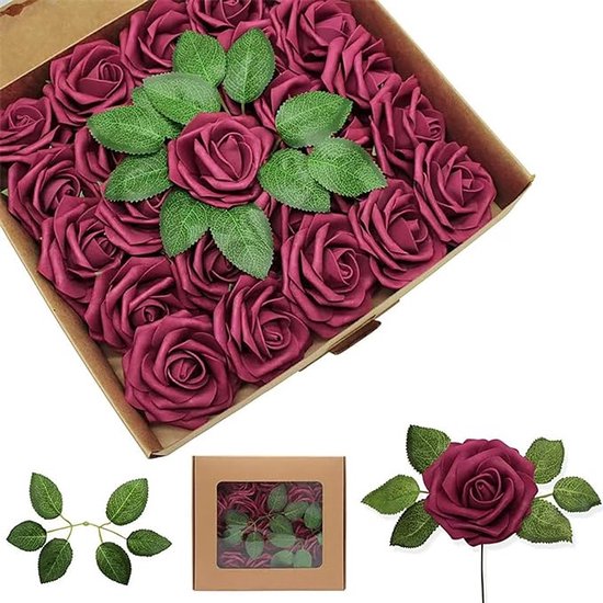 SHOP YOLO-Kunstbloemen-rozen-25 stuks decoratieve bloemen nep rozen met ...