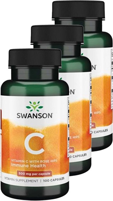 Swanson | Vitamine C 500mg | 100 Capsules | 3 stuks | 3 x 100 capsules ...