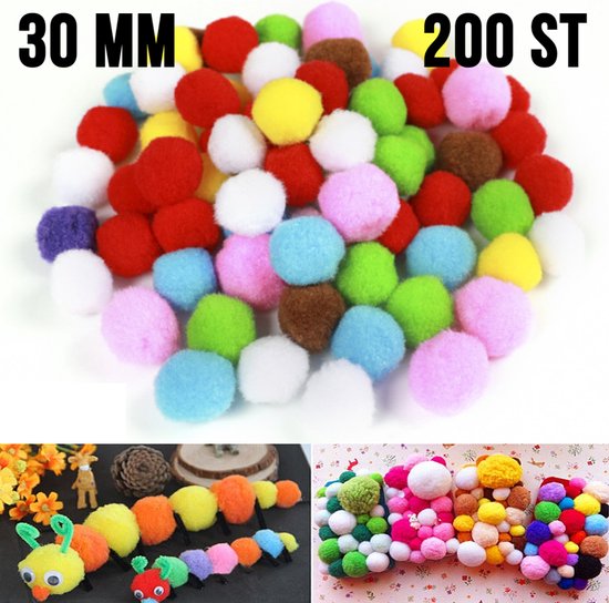 Allernieuwste.nl® 200 STUKS MiniPompons 30 mm - Mix Kleur Knutsel ...