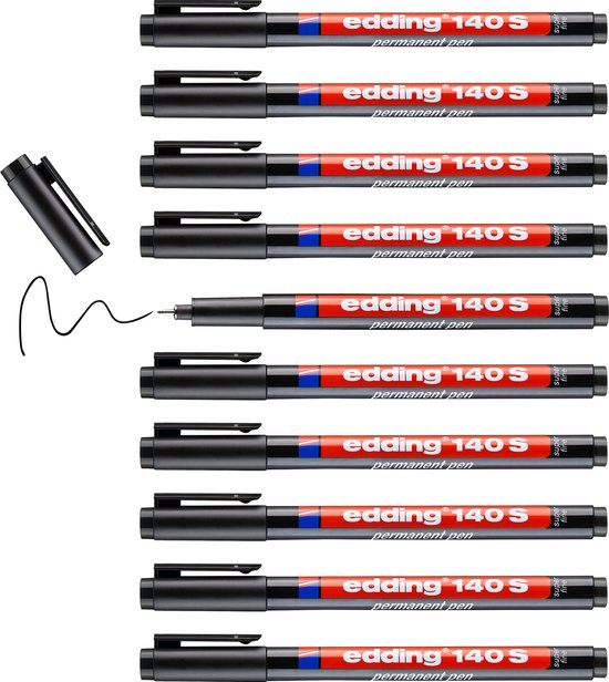 edding 140 S permanente pen - 10 stiften - zwart - ronde punt 0 3 mm ...