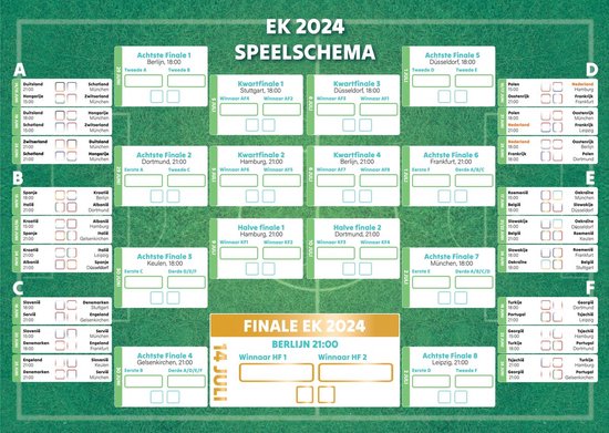 EK voetbal 2024 | EK speelschema poster | A2 formaat | 42 x 59.4 cm | Fotofabriek | bol