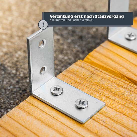 24 stuks stoelhoeken 100 x 100 x 20 mm – hoekverbinders galvanisch ...