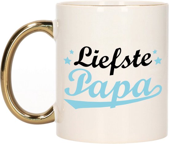 Bellatio Decorations Cadeau koffie/thee mok voor papa - blauw met gouden oor - de... | bol