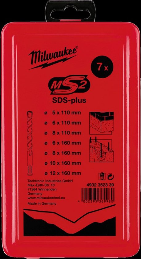 Milwaukee Set SDS-plus hamerboren - 2-kanten snijdend / cassettes SDS ...