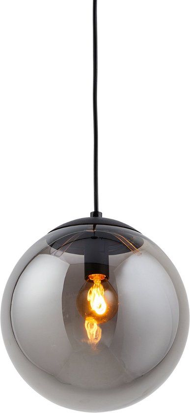 Moderne hanglamp zwart met rookglas 20 cm Ø - Evie | bol