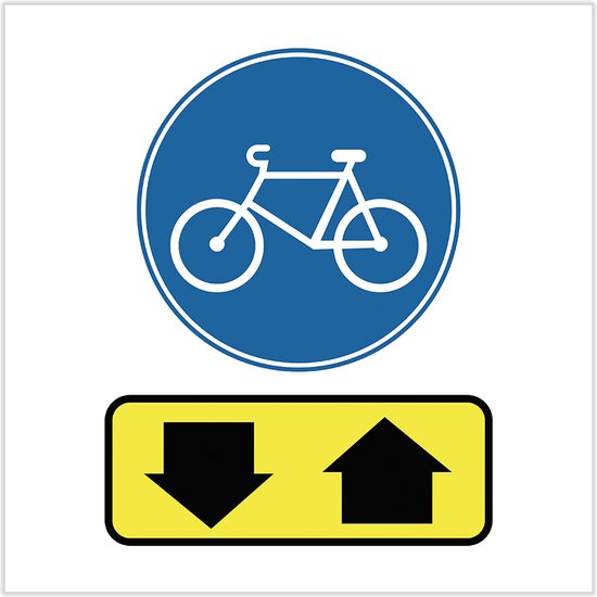 Pictogram/ bord | Fietspad in 2 richtingen - met pijlen | 30 x 30 cm ...