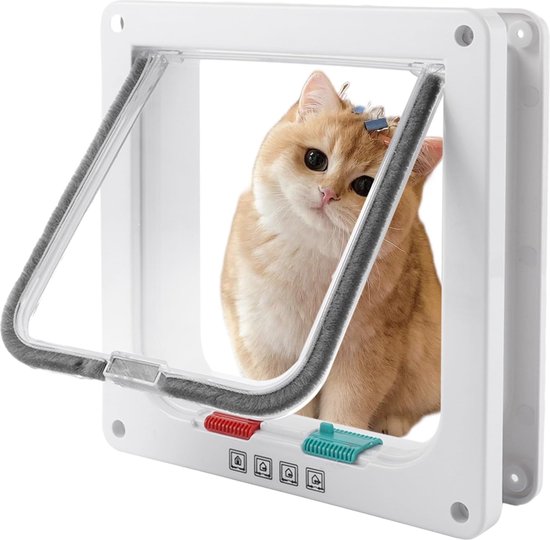 Kattenluik Binnendeur, 19,7x19x5,3cm Huisdierluik 4-weg Groot ...