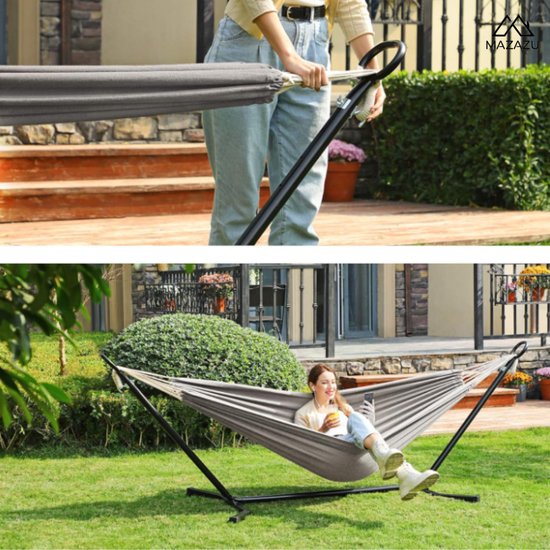 MIRA Home - Hangmat met frame - Grijs - 210x150cm | bol