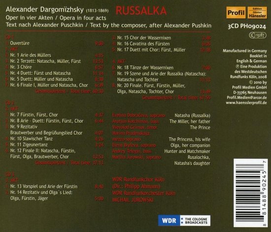 Dobraceva, ., WDR Rf Chor Und Orche - Dargomyschski: Rusalka (3 CD ...
