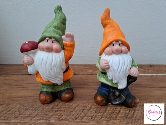 Kabouter - Tuinkabouter - Tuindecoratie - Set van 2 vrolijke ...