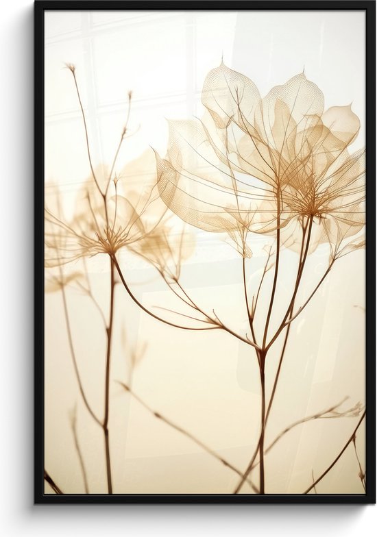 Fotolijst inclusief poster 80x120 cm - Beige droogbloemen - Foto in ...