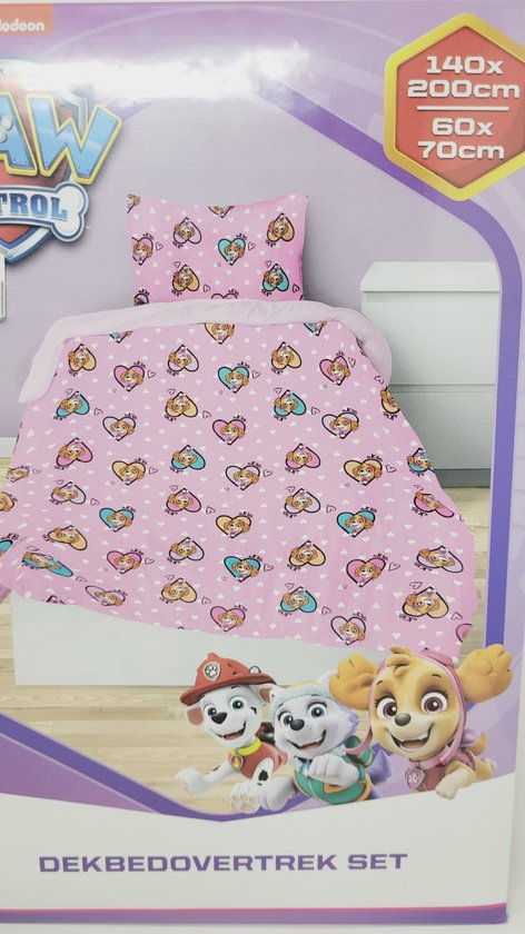 PAW PATROL SKYE DEKBEDOVERTREK VOOR MEISJES - ROZE - 140 X 200 CM | bol