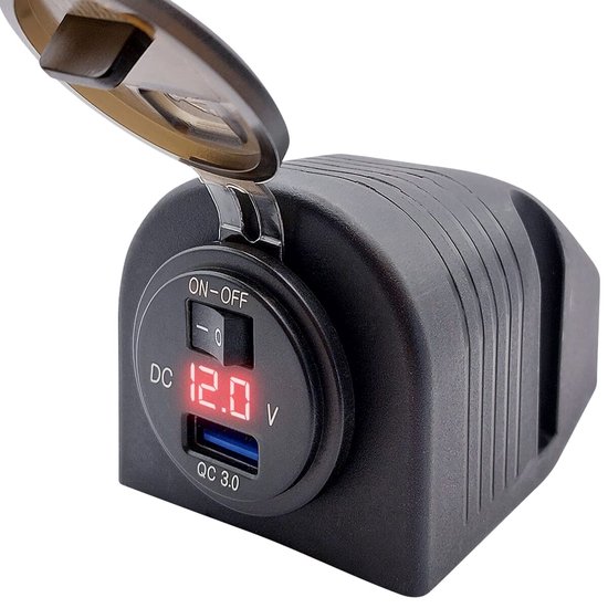 ProRide® 12V USB Stopcontact 1 Poort Opbouw met Schakelaar/Voltmeter ...