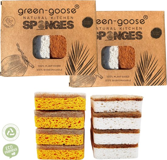 Natuurlijke Schuurspons - set van 4x2 stuks - Kokosspons kokos spons | bol