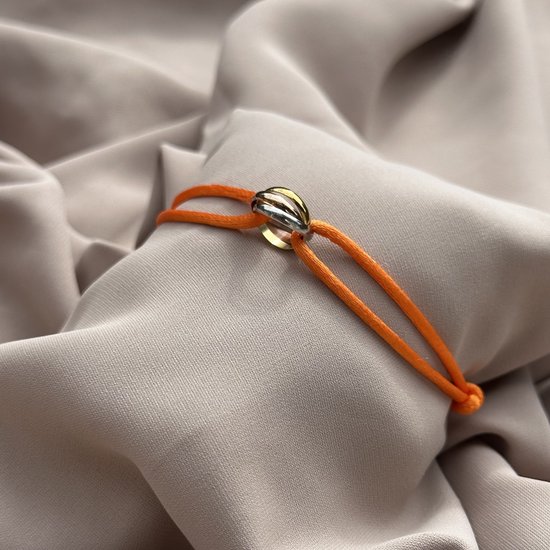 Trinity armband - oranje- waterdicht - goud - zilver - rosé - satijnen koord armband -... | bol