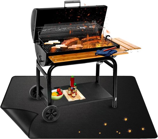 Hittebestendige opvouwbare grillmat 100 x 150 cm - Vloerbescherming ...