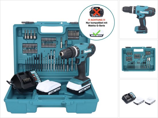 Makita HP488DAEX1 18V li-ion accuboormachine met klopfunctie - 2 accu's 2.0Ah -... | bol