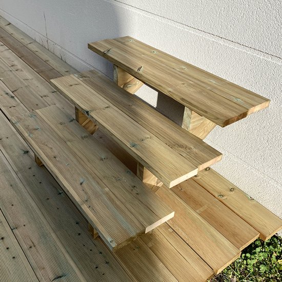 Buitentrap H54cm - 3 treden hout D29cm, B100cm ZONDER optrede | bol