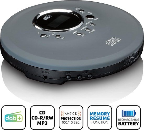 Discman - CD speler - Anti shock - Oplaadbaar - Inclusief oordopjes ...