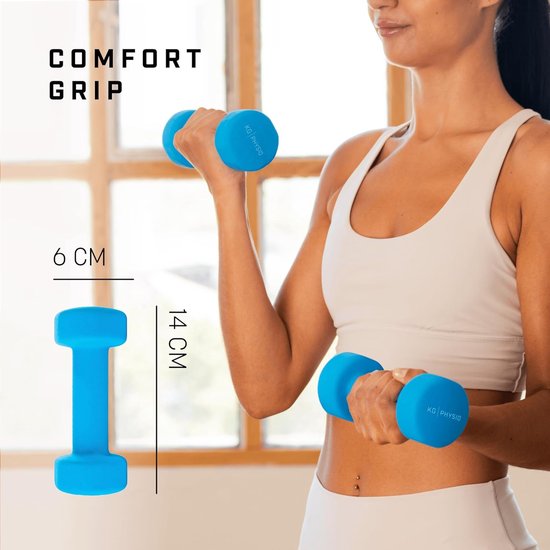 Halterset met oefenposter - neopreen halters set van 2 ...