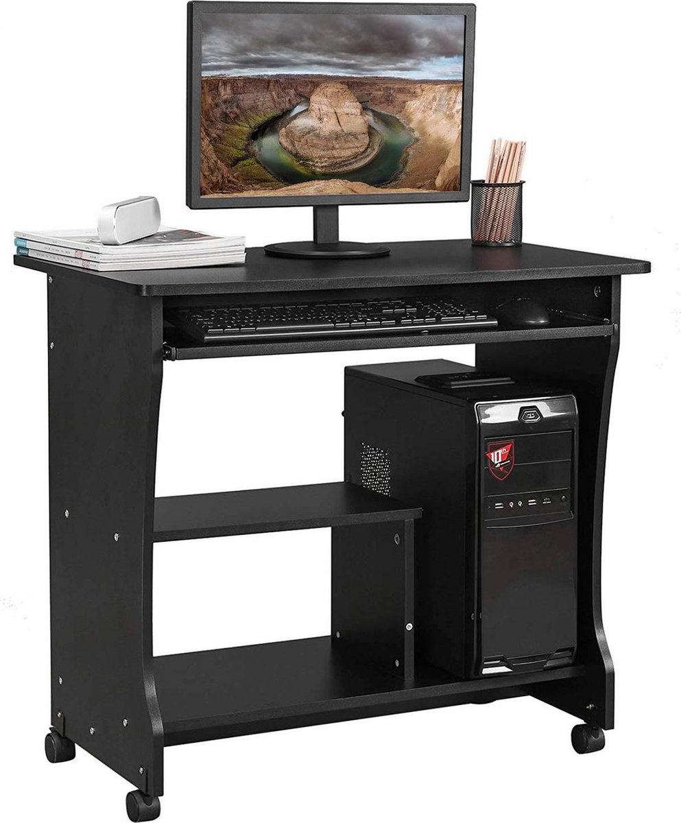 bol.com | Compacte Computer Bureau met Wieltjes - Houten Laptop Desk ...