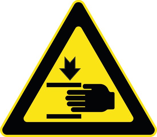 10 Stickers van 10 cm | Pictogram stickers - Waarschuwing klemgevaar ...