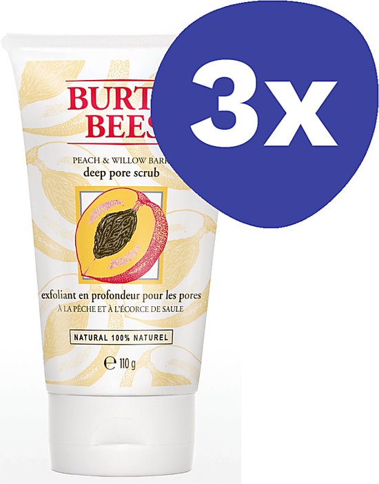 Burt's Bees Peach and Willowbark Deep Pore Scrub (3x 110gr) | bol